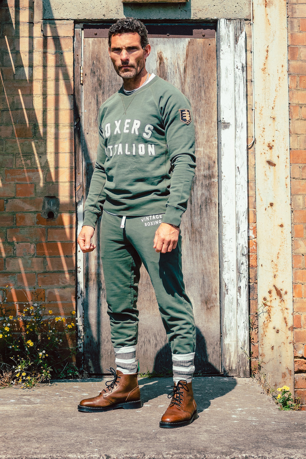 BOXERS BATTALION APPLIQUÉ CREWNECK SWEATSHIRT