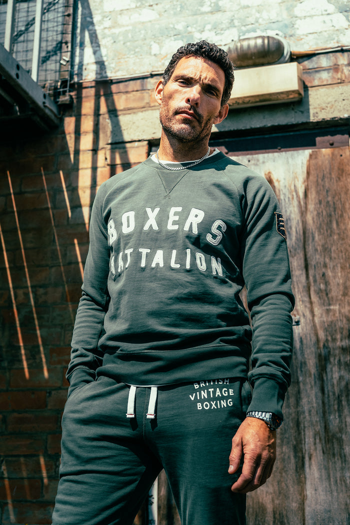 BOXERS BATTALION APPLIQUÉ CREWNECK SWEATSHIRT